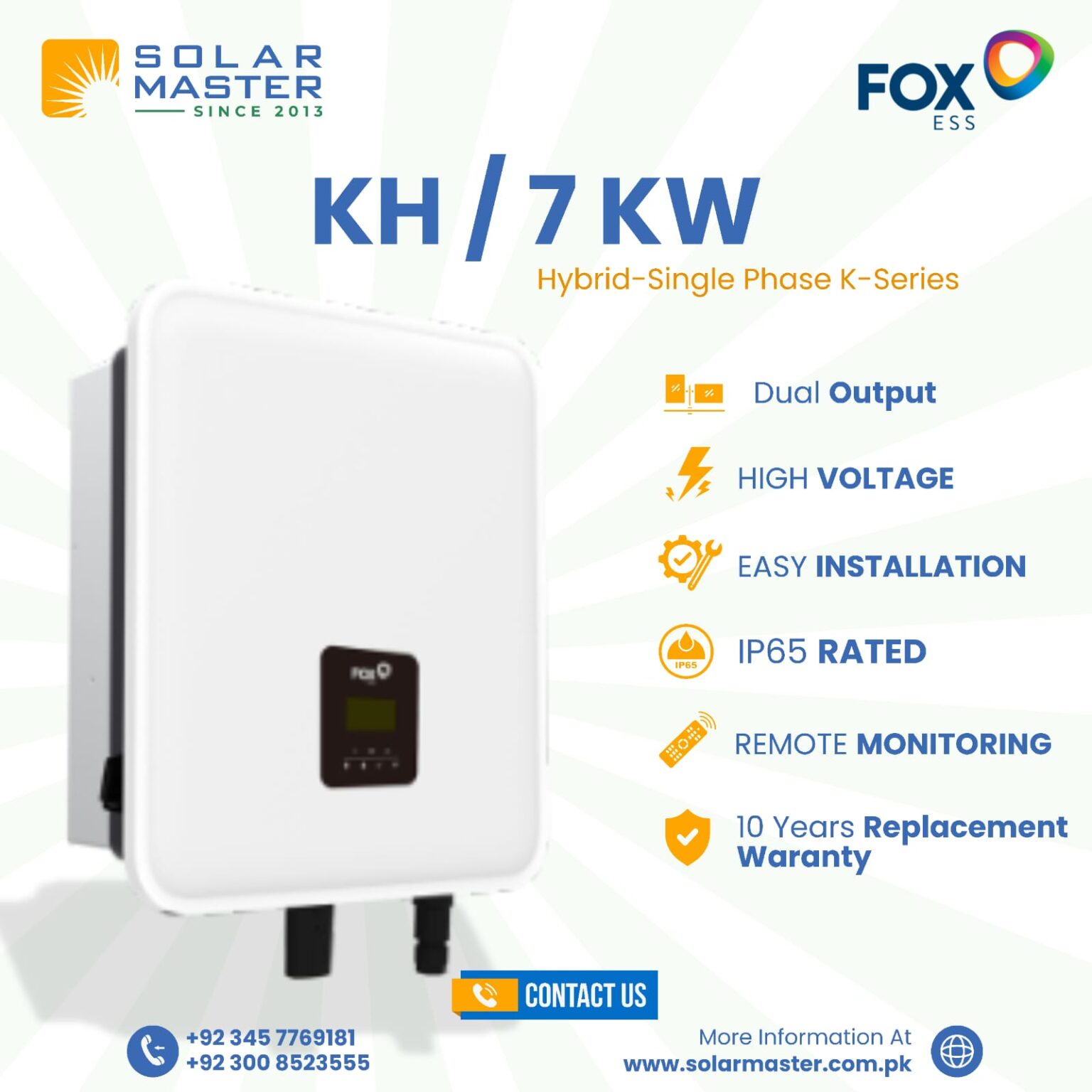 Fox Hybrid 7KW Solar Inverter – Single Phase